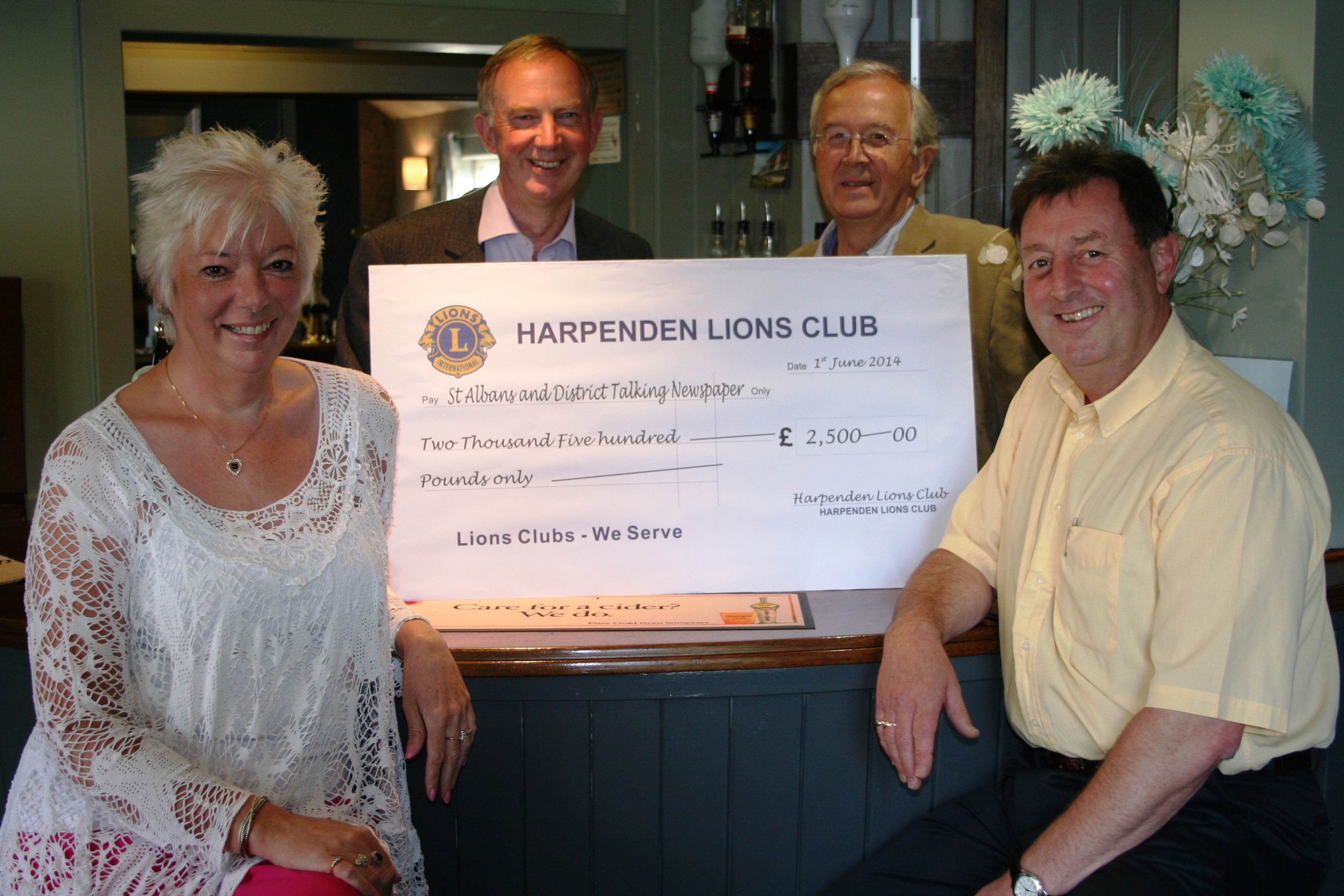 Harpenden Lions Club funds for SADTN - St Albans Talking Newspaper